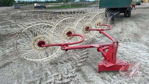 4 wheel 3pt one way hay rake, S/N 9234, F33
