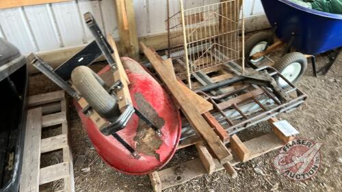 Pallet w/ single wheel Garant wheelbarrow, wheelbarrow handles, quad ...