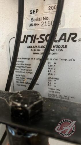 Uni-Solar 64W solar panel mounted on frame