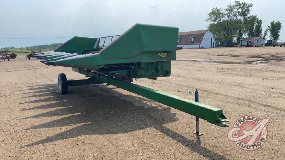 8 Row JD 853A All Crop header w/s/a transport, Sunflower pans, s/n, H36