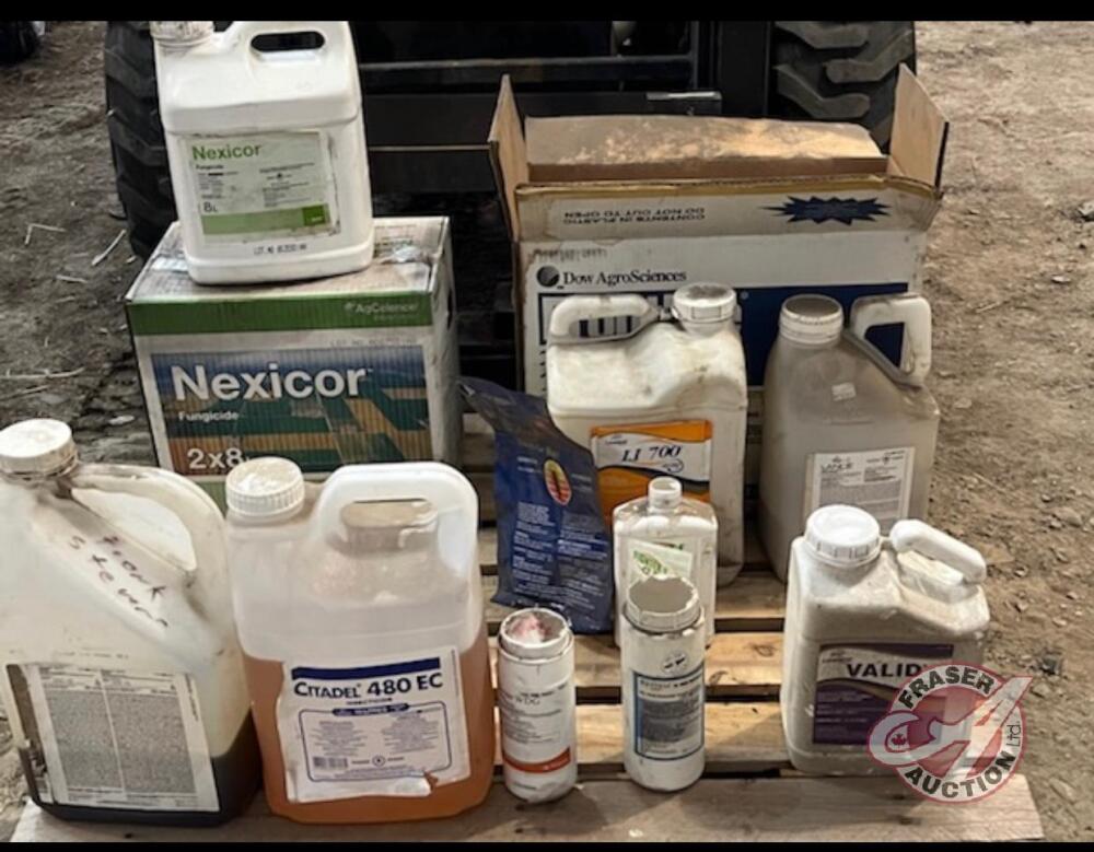 pallet of farm chemicals