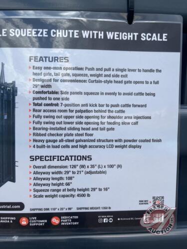 TMG-CSC11 10ft Cattle Squeeze Chute w/ Weight Scale, F55